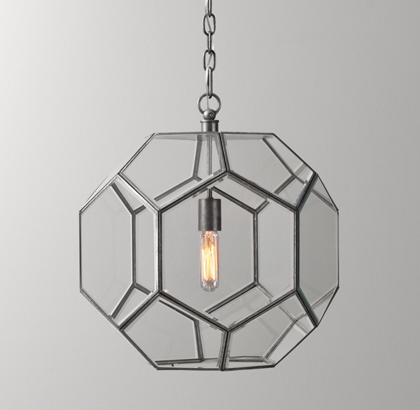 Giles Faceted Sphere Lantern Pendant - Pewter
